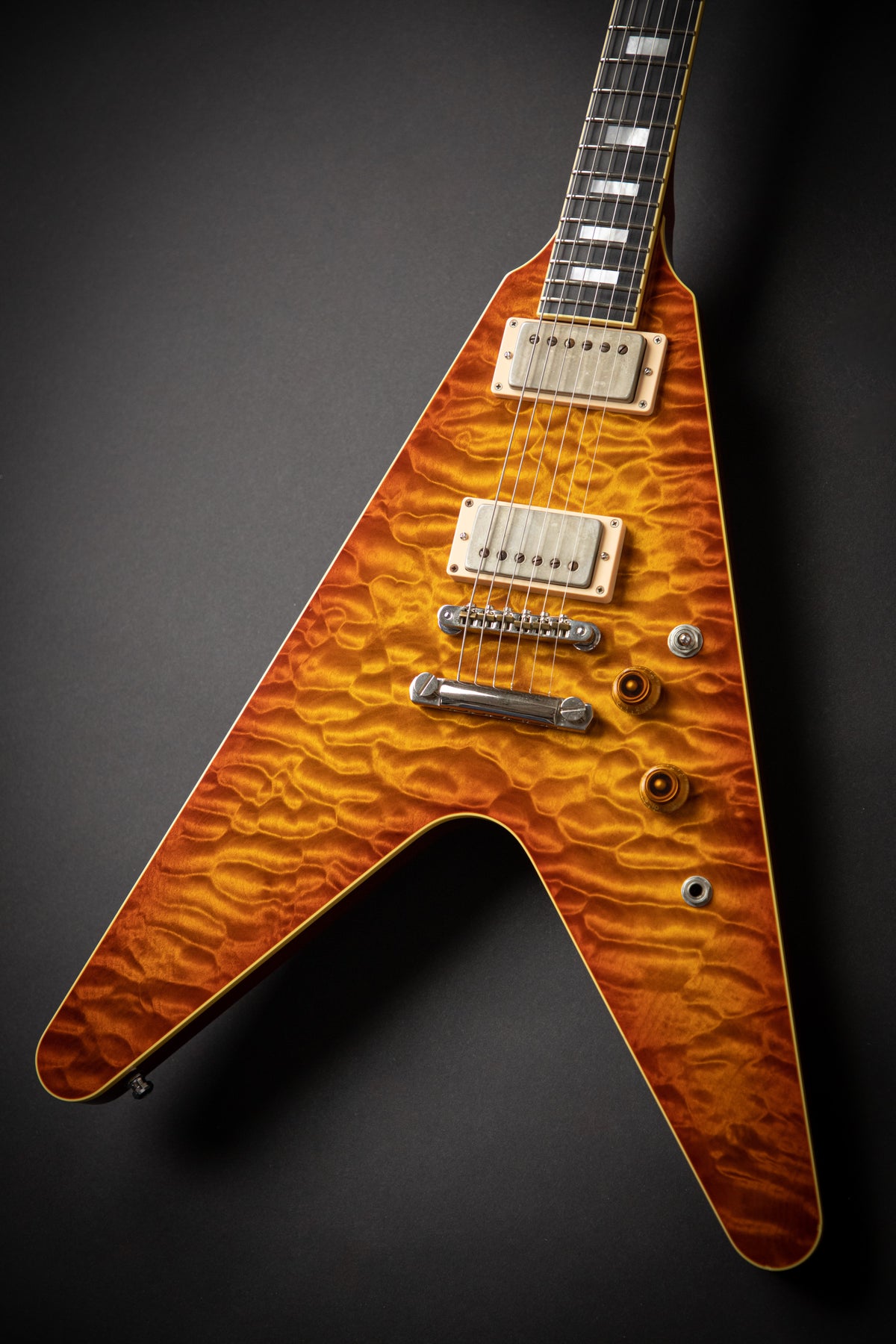 ESP Custom Shop CH Prototype - Flying V Honey Burst QM – Guitars Rebellion