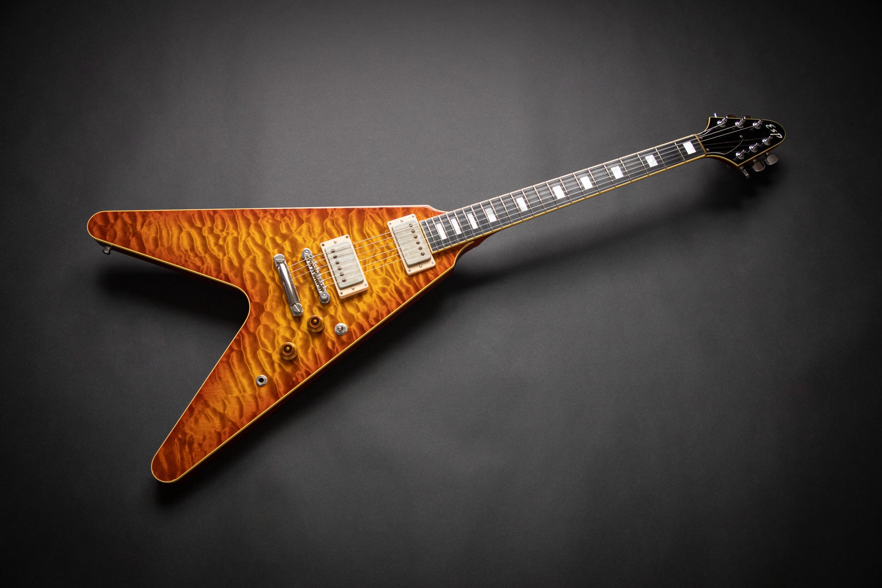ESP Custom Shop CH Prototype - Flying V Honey Burst QM – Guitars Rebellion