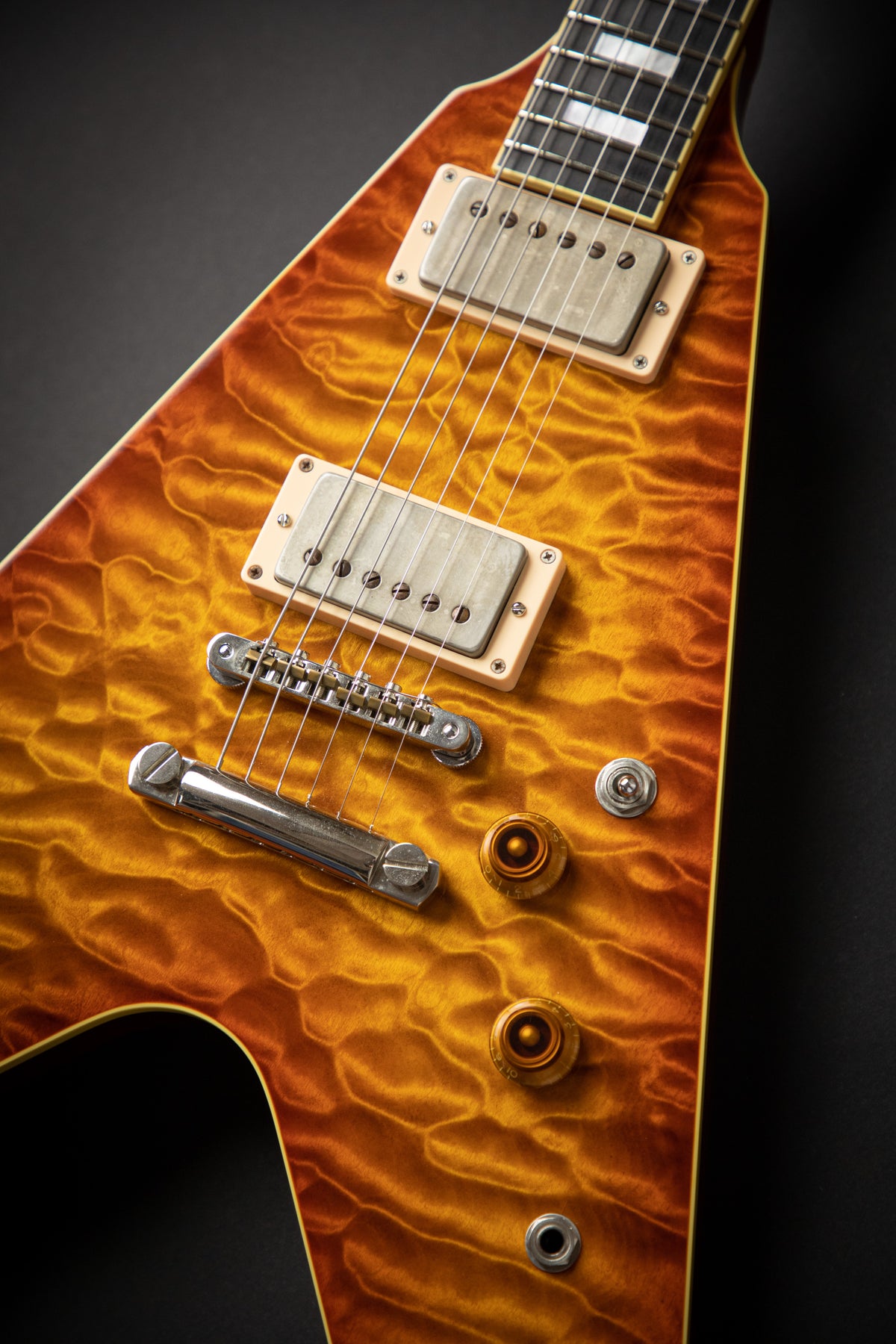 ESP Custom Shop CH Prototype - Flying V Honey Burst QM – Guitars Rebellion