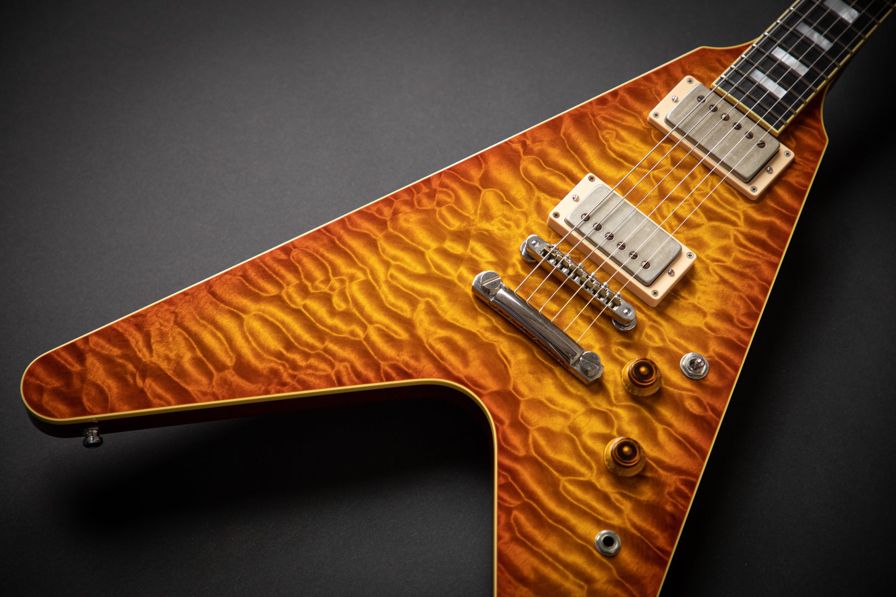 ESP Custom Shop CH Prototype - Flying V Honey Burst QM – Guitars Rebellion