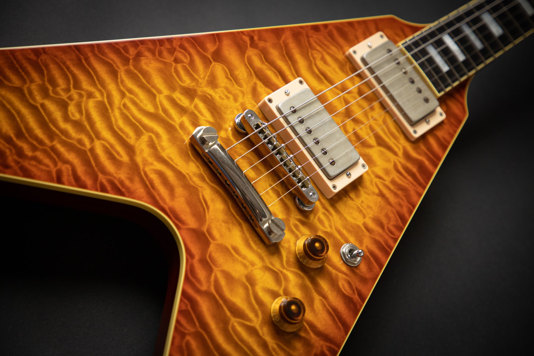 ESP Custom Shop CH Prototype - Flying V Honey Burst QM – Guitars Rebellion