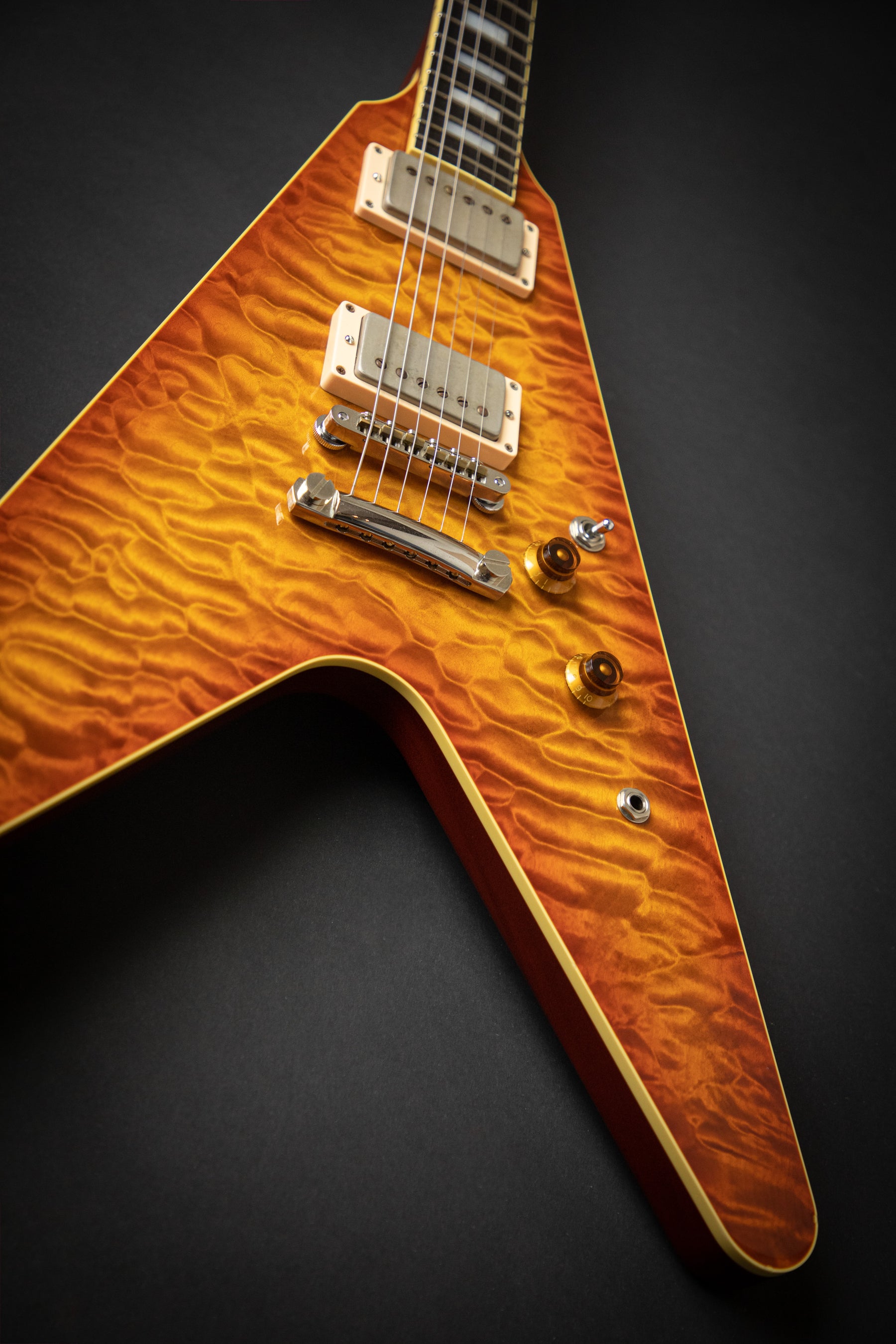 ESP Custom Shop CH Prototype - Flying V Honey Burst QM – Guitars Rebellion