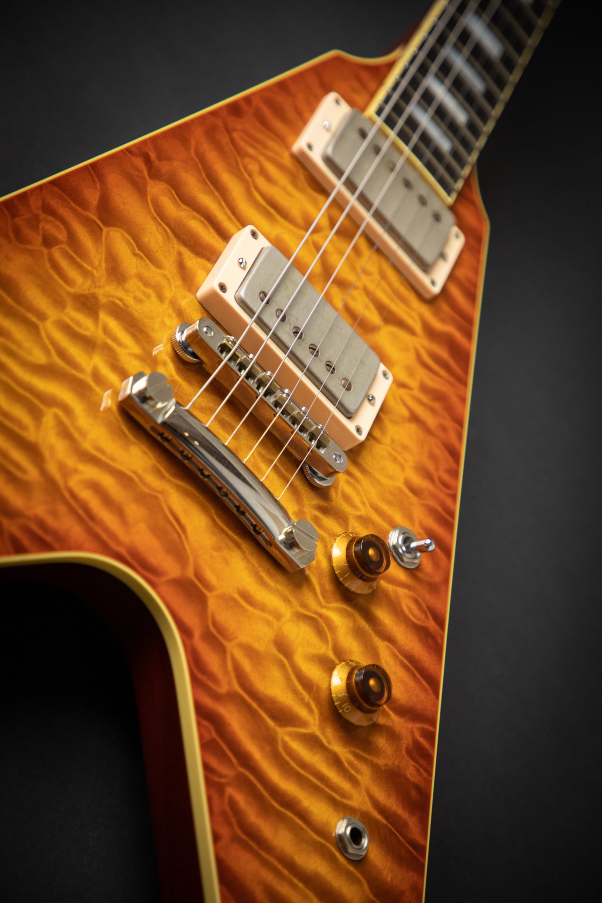 ESP Custom Shop CH Prototype - Flying V Honey Burst QM – Guitars Rebellion