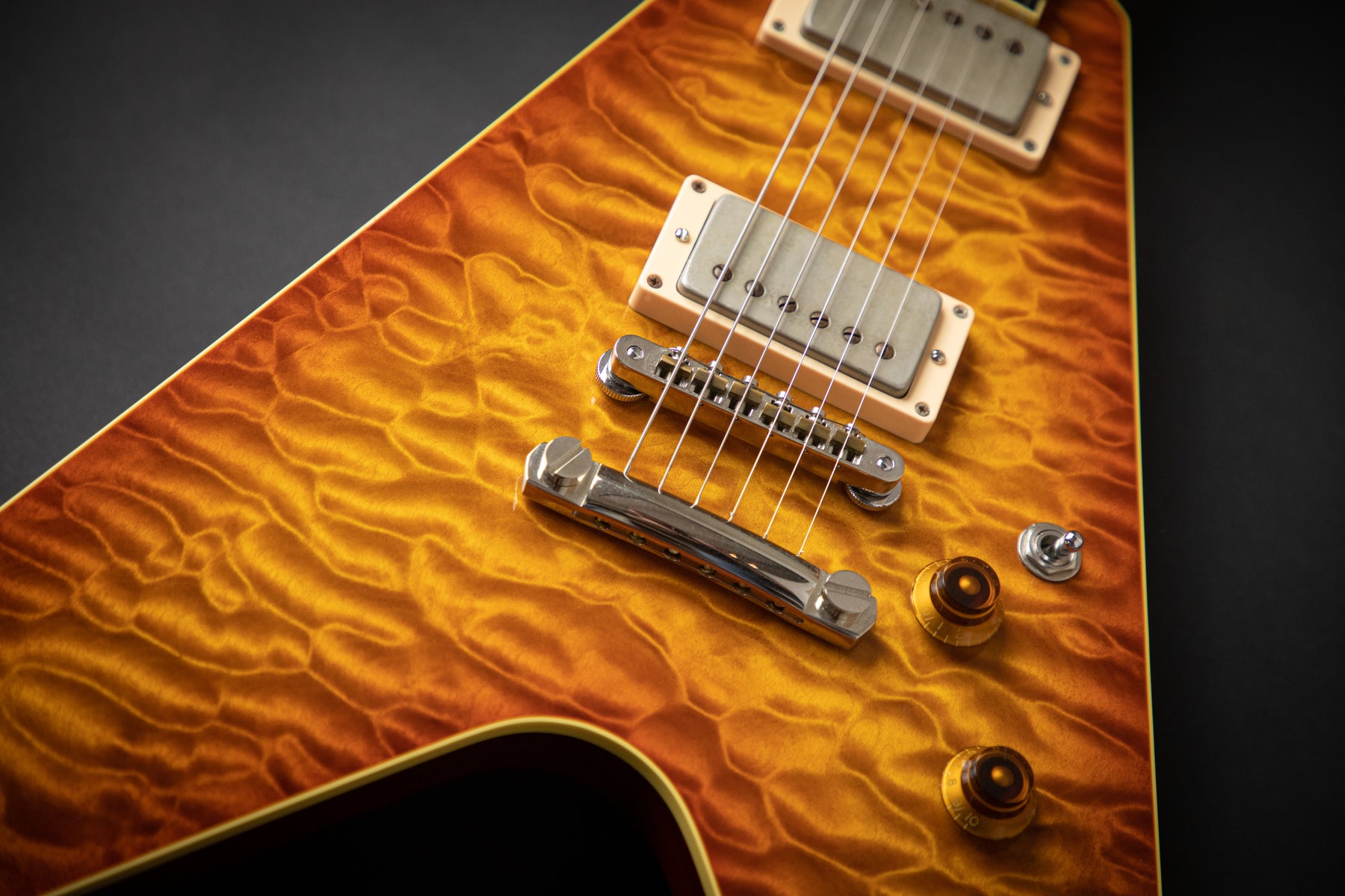 ESP Custom Shop CH Prototype - Flying V Honey Burst QM – Guitars Rebellion