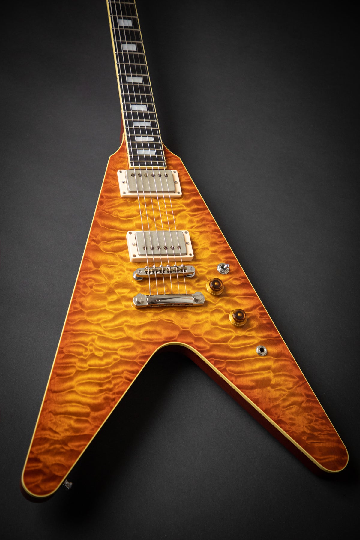 ESP Custom Shop CH Prototype - Flying V Honey Burst QM – Guitars Rebellion