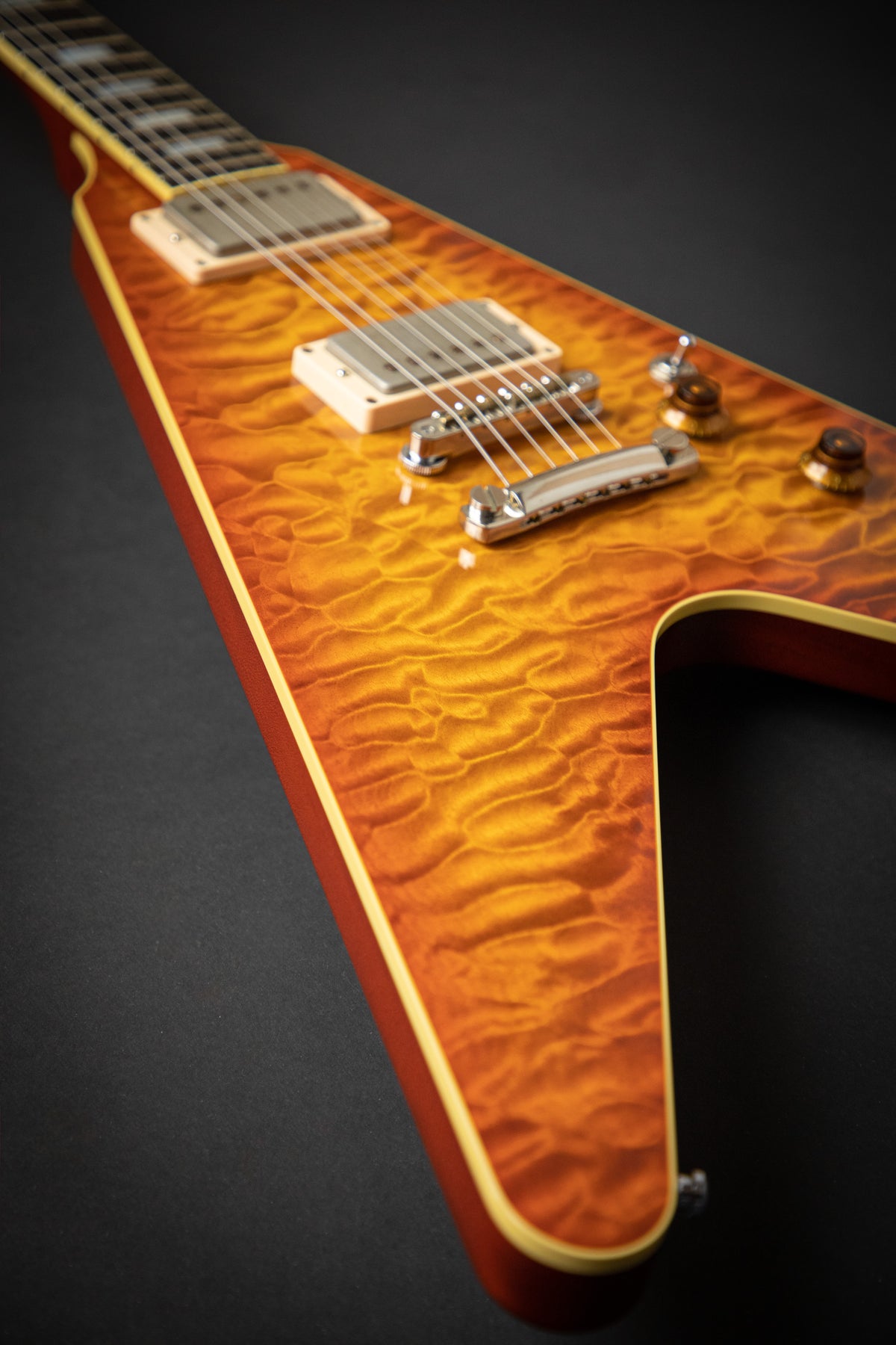 ESP Custom Shop CH Prototype - Flying V Honey Burst QM – Guitars Rebellion
