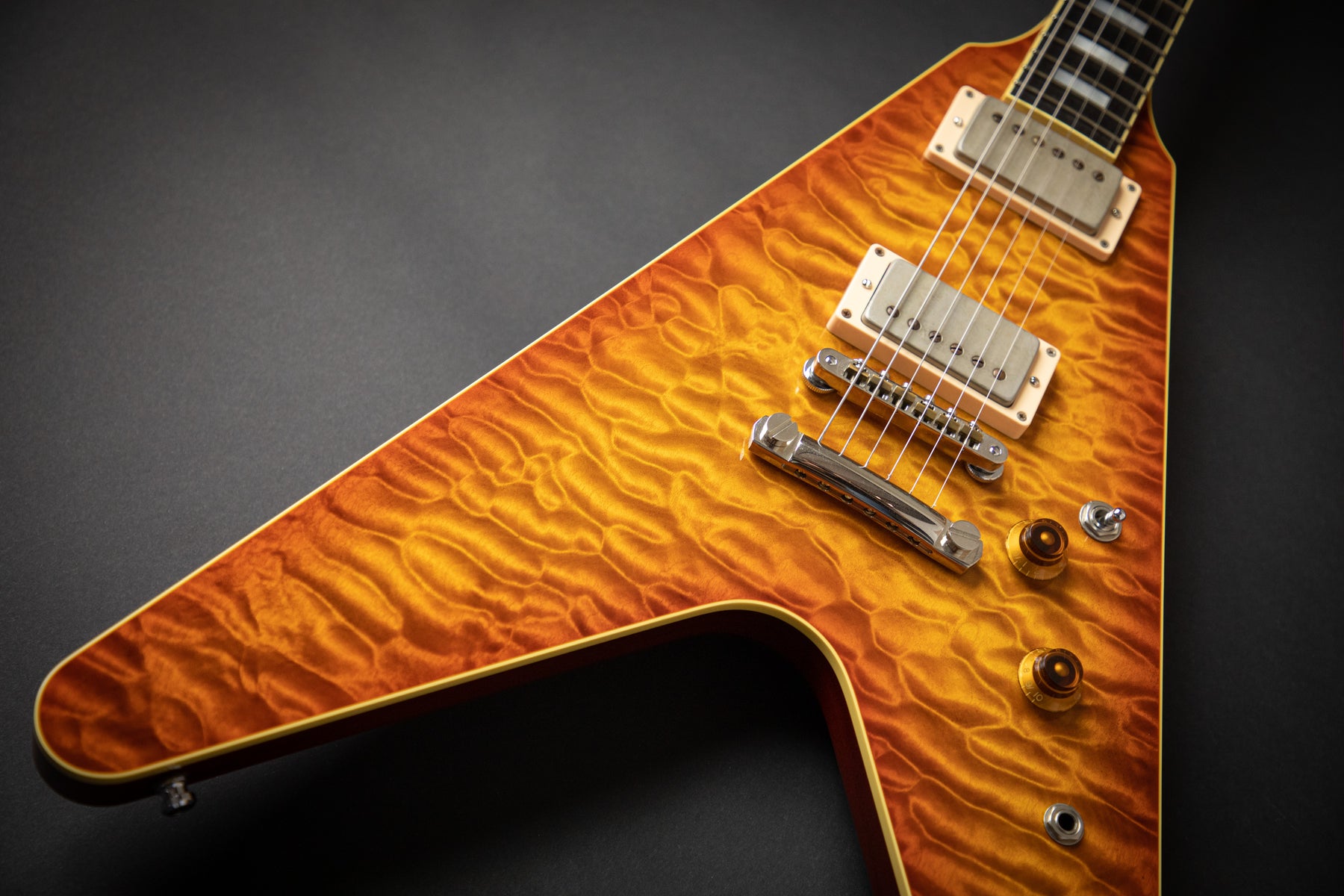 ESP Custom Shop CH Prototype - Flying V Honey Burst QM – Guitars Rebellion