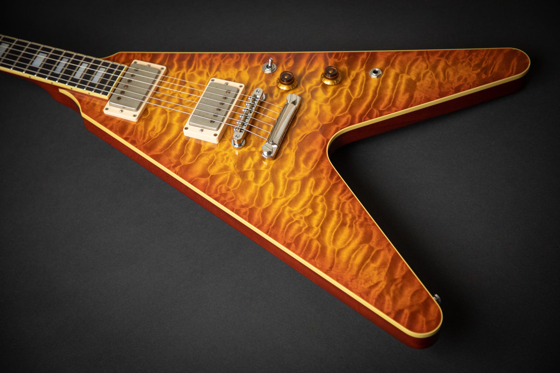 ESP Custom Shop CH Prototype - Flying V Honey Burst QM – Guitars Rebellion
