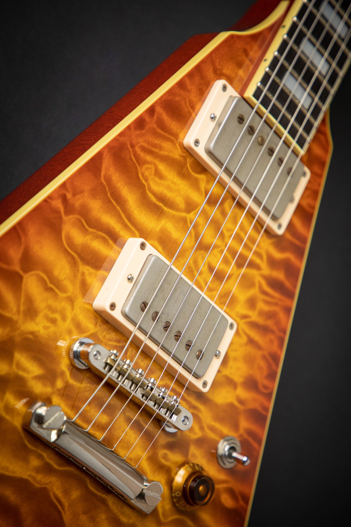 ESP Custom Shop CH Prototype - Flying V Honey Burst QM – Guitars Rebellion